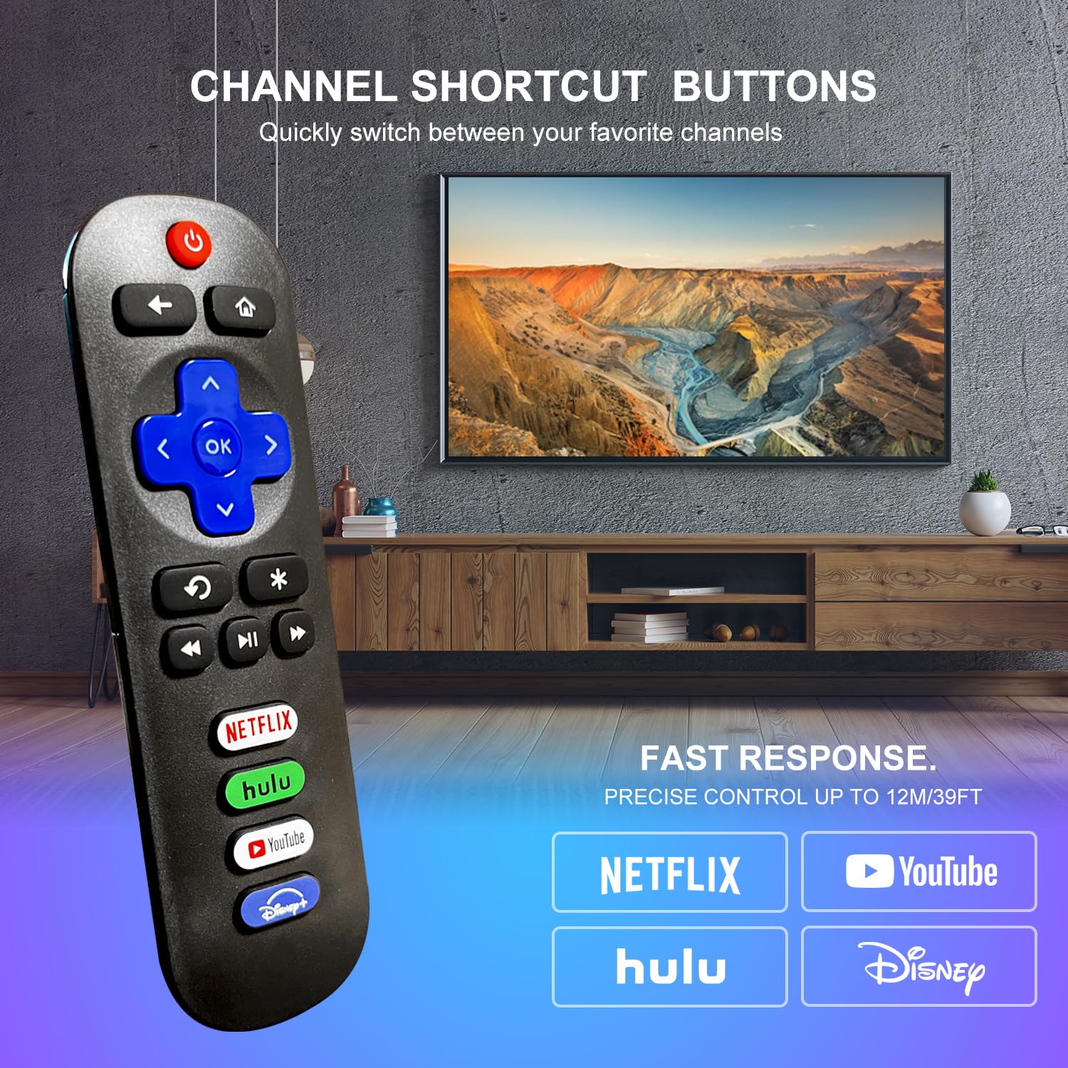 [2 Pack] Replaced Remote Control Only Compatible with TCL/Hisense/Onn/Sharp (Not for Roku Stick and Box)