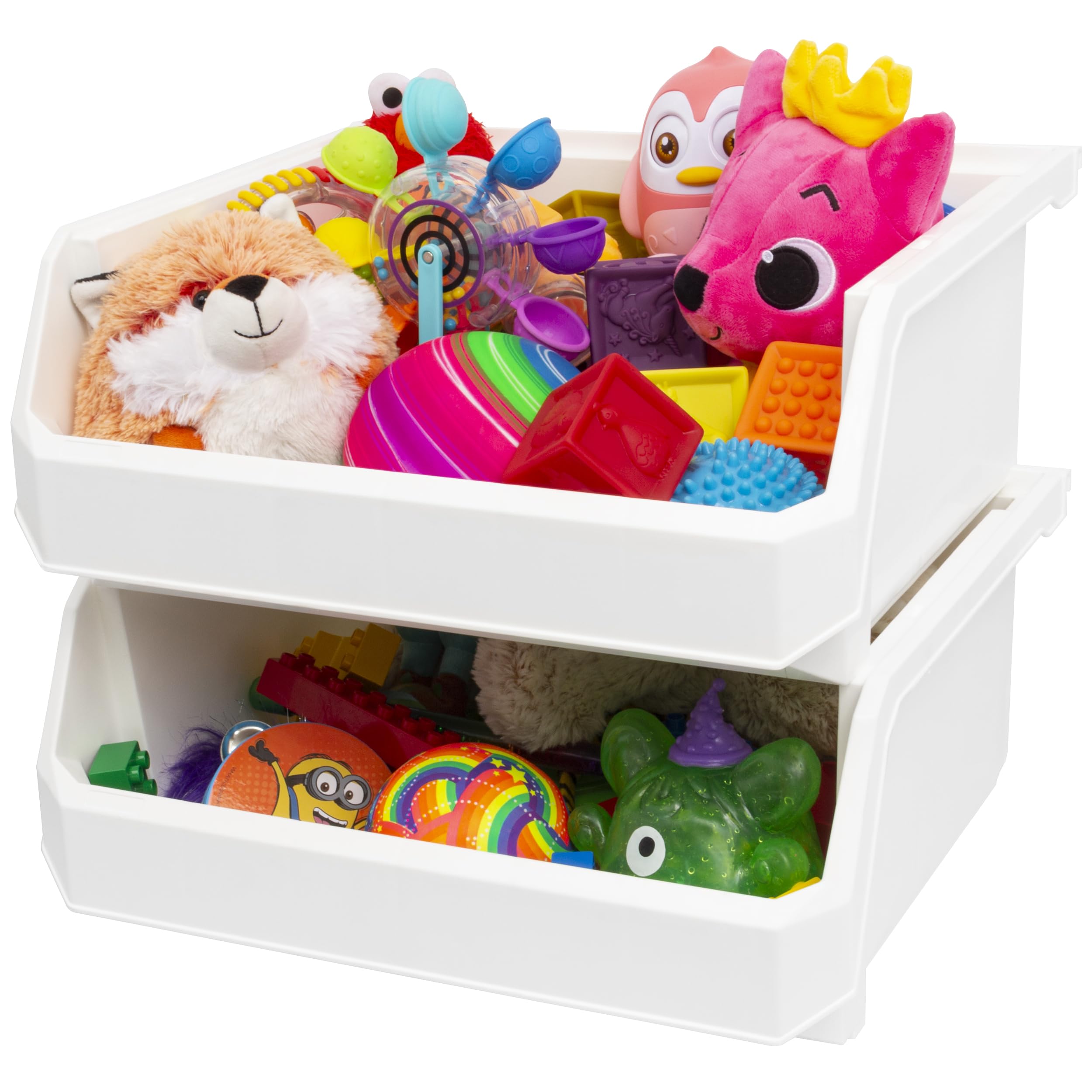 ReadySpace Plastic Containers for Organizing and Storage Bins for Closet, Kitchen, Office, Garage or Pantry Organization, Stackable Bins, Extra Large (14.8" x 16.5" x 7"), 4-Pack, White