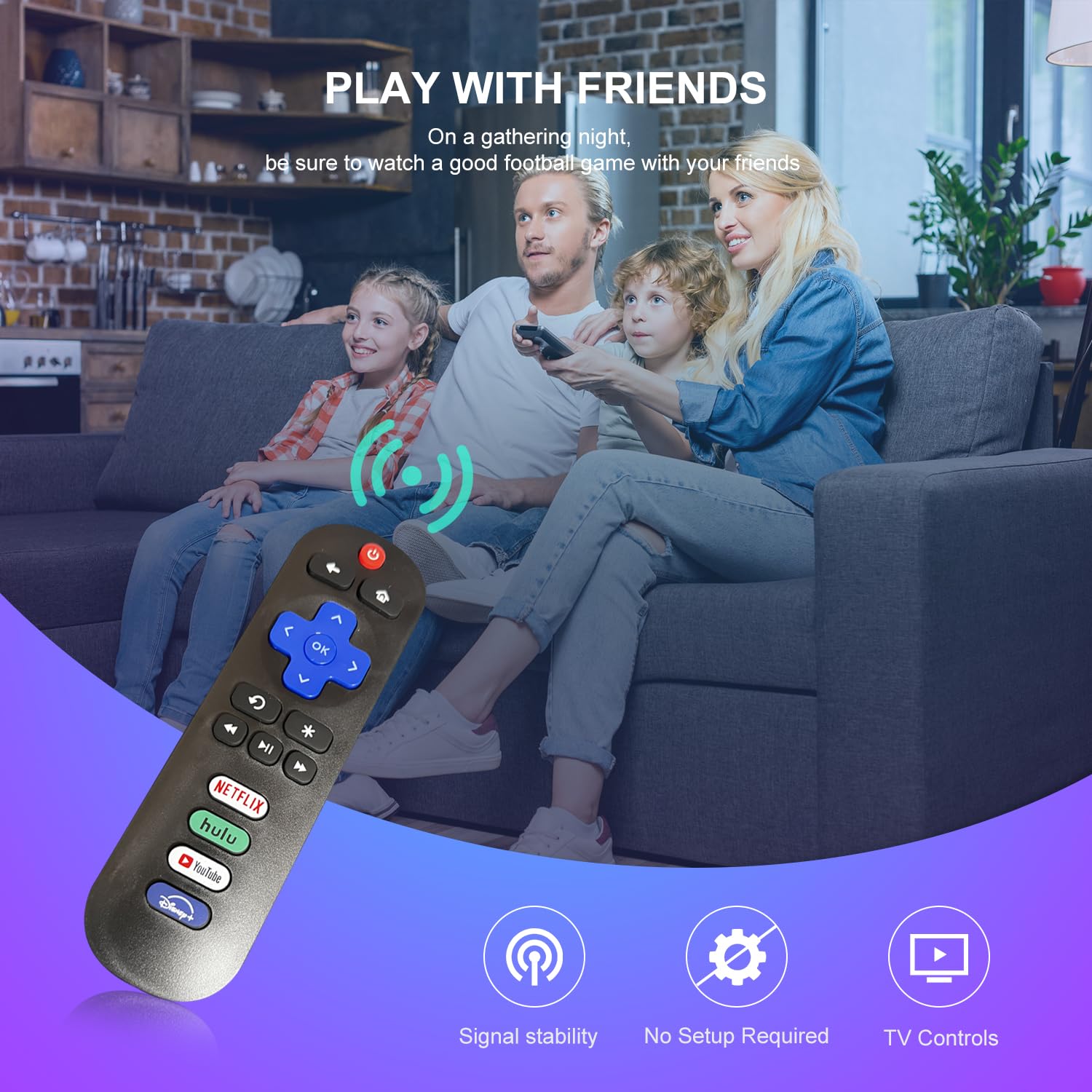 [2 Pack] Replaced Remote Control Only Compatible with TCL/Hisense/Onn/Sharp (Not for Roku Stick and Box)