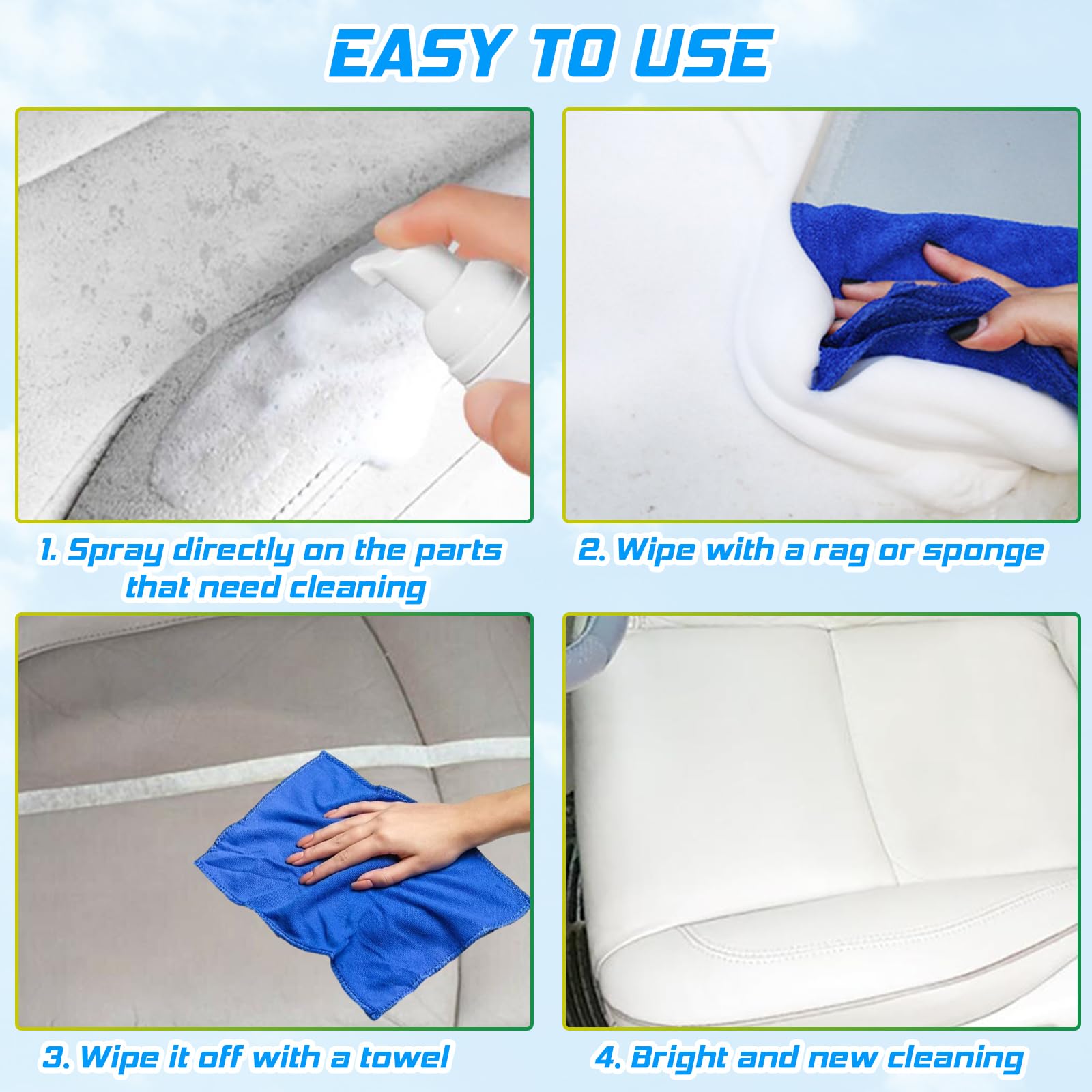 Ballindun Foam Cleaner For Car, 2 Pcs High Effective All Purpose Cleaner, Powerful Car Magic and House, Multipurpose Spray Carpet, Upholstery, Fabric Washing (2 pack 100ML)