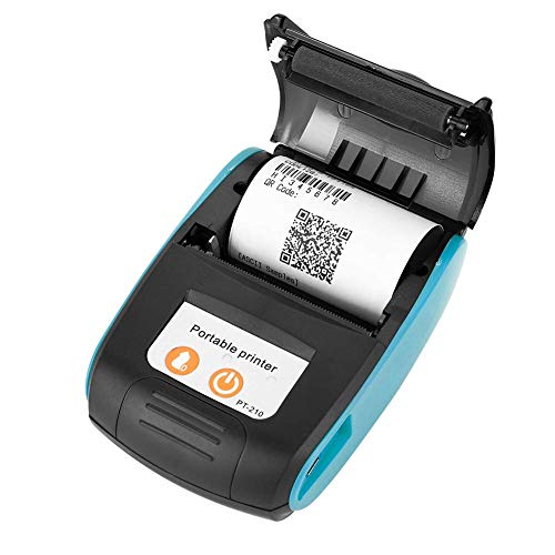 Tangxi Thermal Printer, PT - 210 Wireless Portable Receipt Printer DC 9V / 2A Bluetooth Thermal Bill Printer 203DPI Interface Power Jack Mini USB Support Bluetooth 4.0, Android, iOS and Windows(Blue)