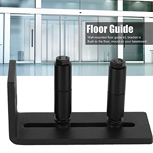 Barn Door Guide Black, Carbon Steel Sliding Barn Door Floor Guide for Bottom Adjustable Roller and Wall Mount System, Smoothly and Quietly 4.1x1.6in