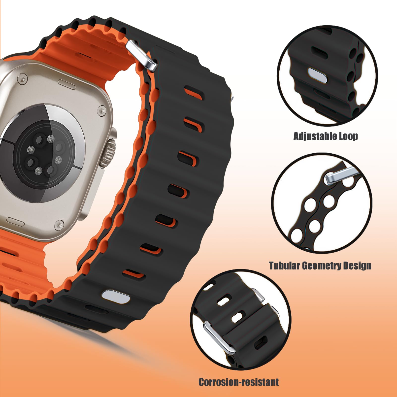 AIRPROCE - Compatible with Apple Watch Band 40mm 40mm 40mm 44mm, Soft Silicone Sport Strap for, 42mm/44mm/45mm/49mm, No gemstones.