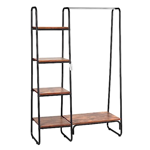 KUJOBUY Freestanding Clothes Organizer - Stable Sturdy Portable Smart Wardrobe Strong Load Capacity Clothing Storage Rack with Shelves and Hanging Rod for Enry Bedroom Living Room (Type A)