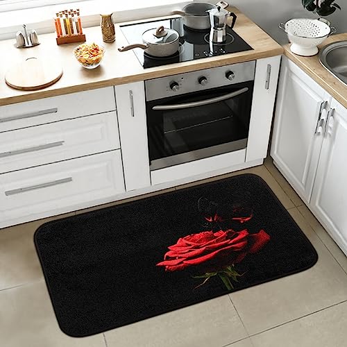 KOBLEN Red Rose Butterfly Kitchen Rugs Non Slip Washable Absorbent Kitchen Mats 20x39 inch Cushioned Anti Fatigue Kitchen Floor Mats for in Front of Sink