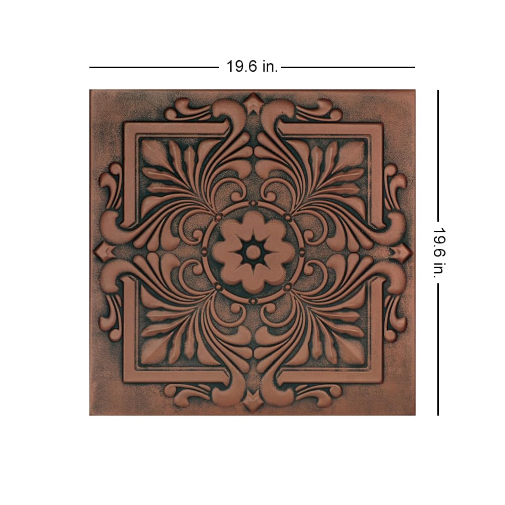 A La Maison Ceilings R14 Victorian Pre-Painted Foam Glue-up Ceiling Tile (129.6 sq. ft./Case), Pack of 48, Antique Copper Orange