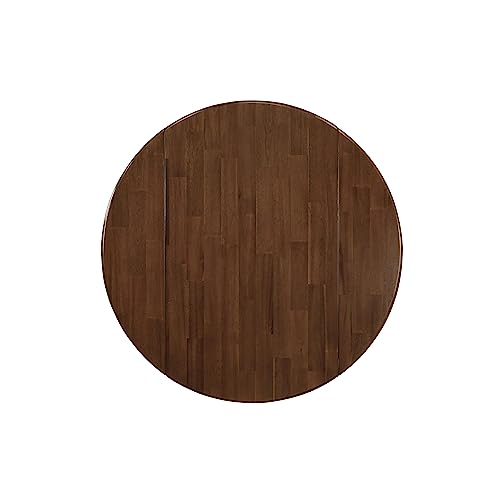 East West Furniture DLLA3-AWA-05 3 Piece Dining Room Table Set Includes a Round Wooden Table with Dropleaf and 2 Upholstered Chairs, 42x42 Inch, Antique Walnut