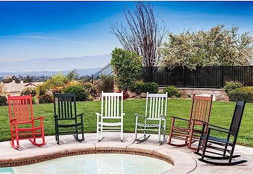MEZHI Gray Round Wooden Rocking Chair, Porch Rocker (Black)