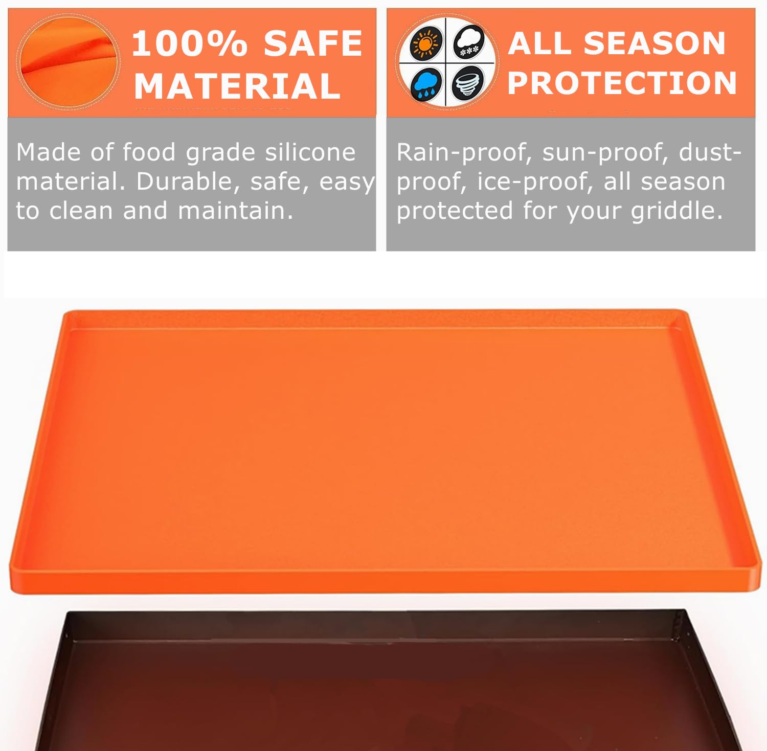 28 Inch Mat for Blackstone, 100% Food-Graded Silicone Griddle Cover with 2 Dishwashing Sponges