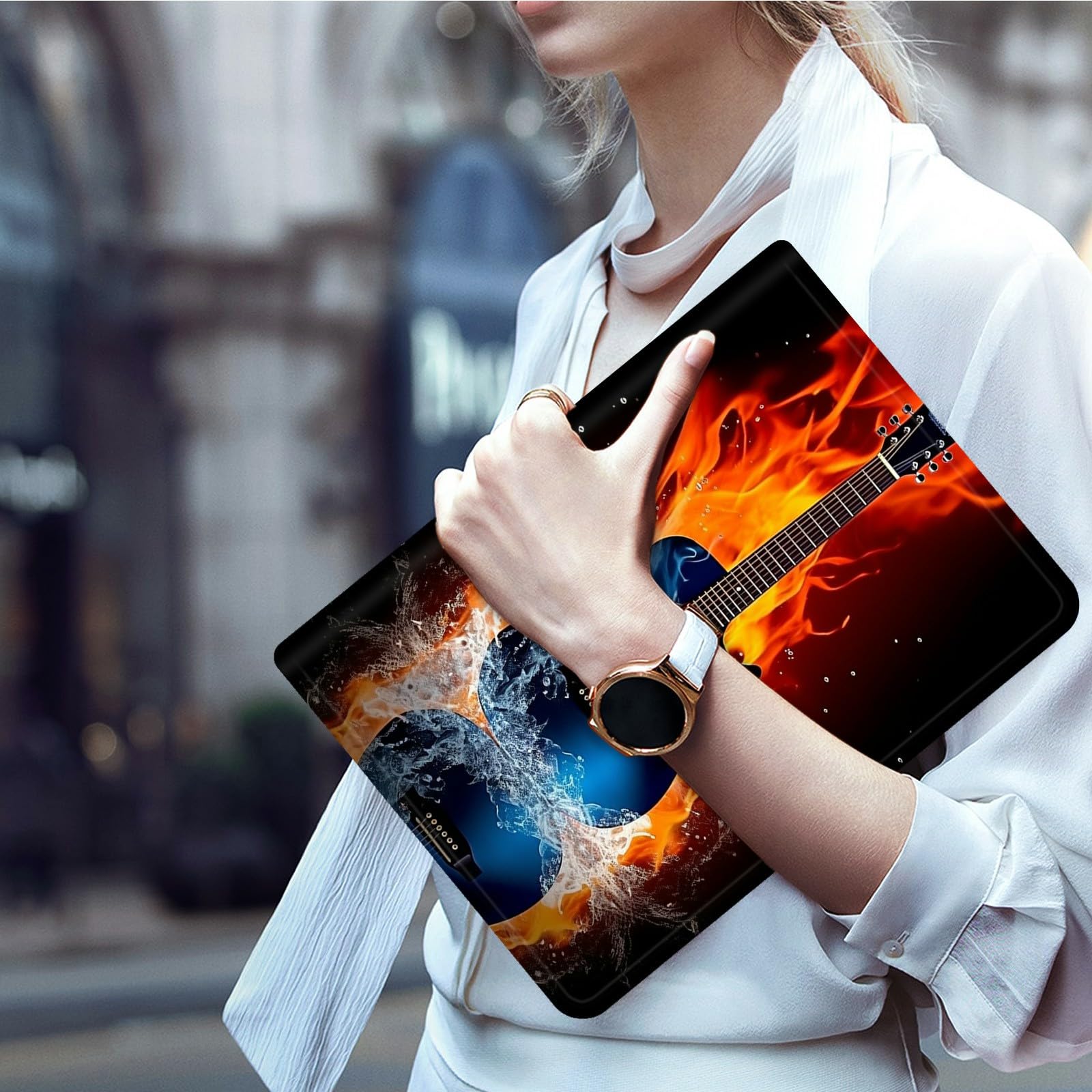 Case for Samsung Galaxy Tab A8 10.5 Inch 2022 PU Leather Slim Folio Lightweight Cover with Smart Auto Wake/Sleep Protective Case for Samsung A8 Tablet SM-X200 /SM-X205 /SM-X207,Cool Guitar