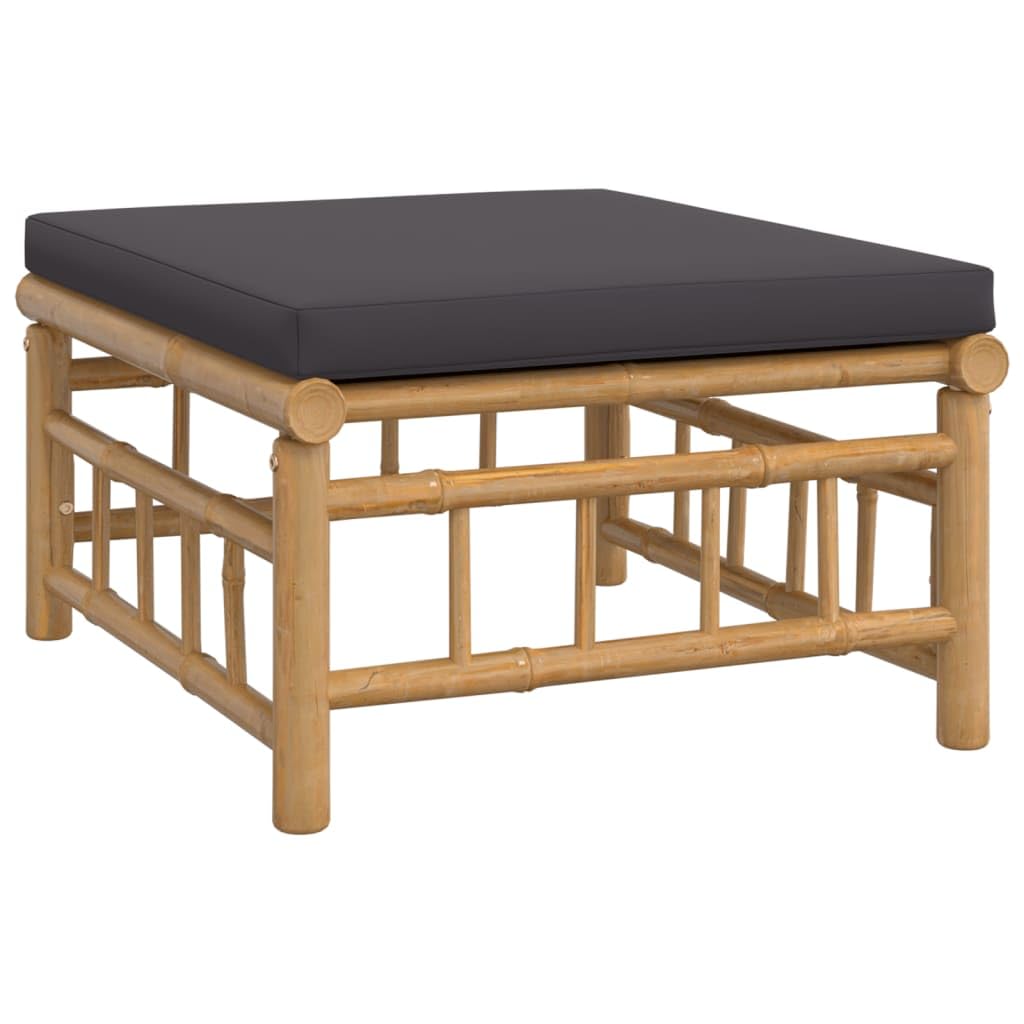 CUMYZO 11 Piece Patio Lounge Set with Dark Gray Cushions Bamboo 94.05kg/206.91lb