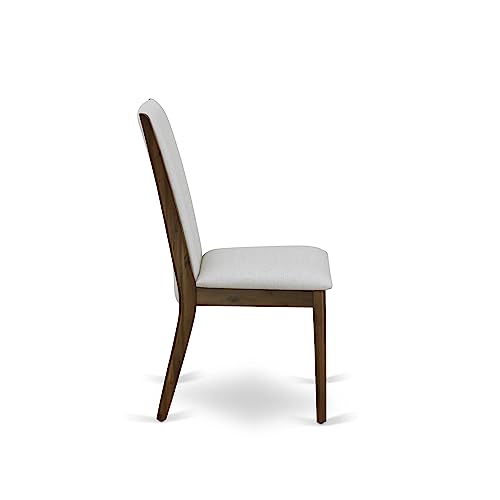 East West Furniture DLLA3-AWA-05 3 Piece Dining Room Table Set Includes a Round Wooden Table with Dropleaf and 2 Upholstered Chairs, 42x42 Inch, Antique Walnut