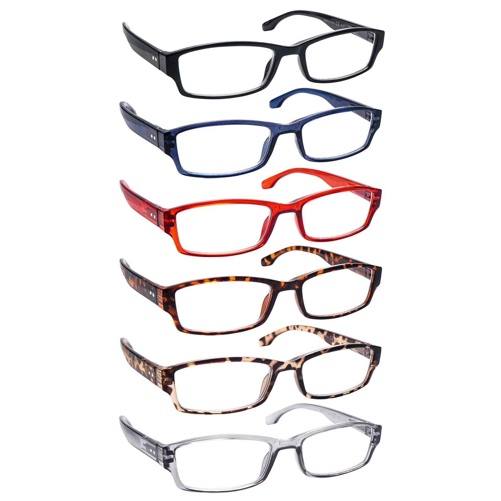 SUNVOES Reading Glasses for Men Women 6 Pack Blue Light Blocking Computer Spring Hinge Readers Filter UV Eyeglasses (6 mix color, 2.00, multiplier_x)