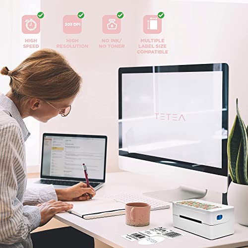 Tetea Thermal Label Printer 4x6 for Shipping Packages | for Amazon, UPS, Ebay, Shopify, FedEx | USPS Shipping Label Printer for Small Business | 1-Click Setup Win & Mac (No WiFi, No Bluetooth)