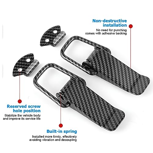 BESULEN Car Bumper Hook Lock Clips, 2 Pack Universal Toggle Clamp Quick Release Fasteners, Carbon Fiber Security Hook Lock Clips Accessories for Car Truck Bumper, Fender, Trunk, Hatch Lids (Small)