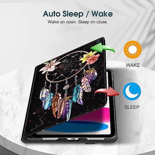 Case for iPad 10.2 9th / 8th / 7th Generation (2021/2020/2019 Model) 10.2 Inch, iPad Air 3 Case/10.5 Inch Pro, Multi-Angle Smart Stand Cover Auto Sleep/Wake,Colorful Dream Catcher