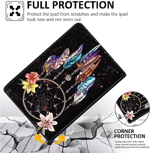 Case for iPad 10.2 9th / 8th / 7th Generation (2021/2020/2019 Model) 10.2 Inch, iPad Air 3 Case/10.5 Inch Pro, Multi-Angle Smart Stand Cover Auto Sleep/Wake,Colorful Dream Catcher