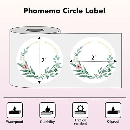 Phomemo D520 Label Printer with 1 Circle Label Roll, Shipping Thermal Printer D520 4x6 Label Printer for Barcode, Mailing, Address Labels, Postage
