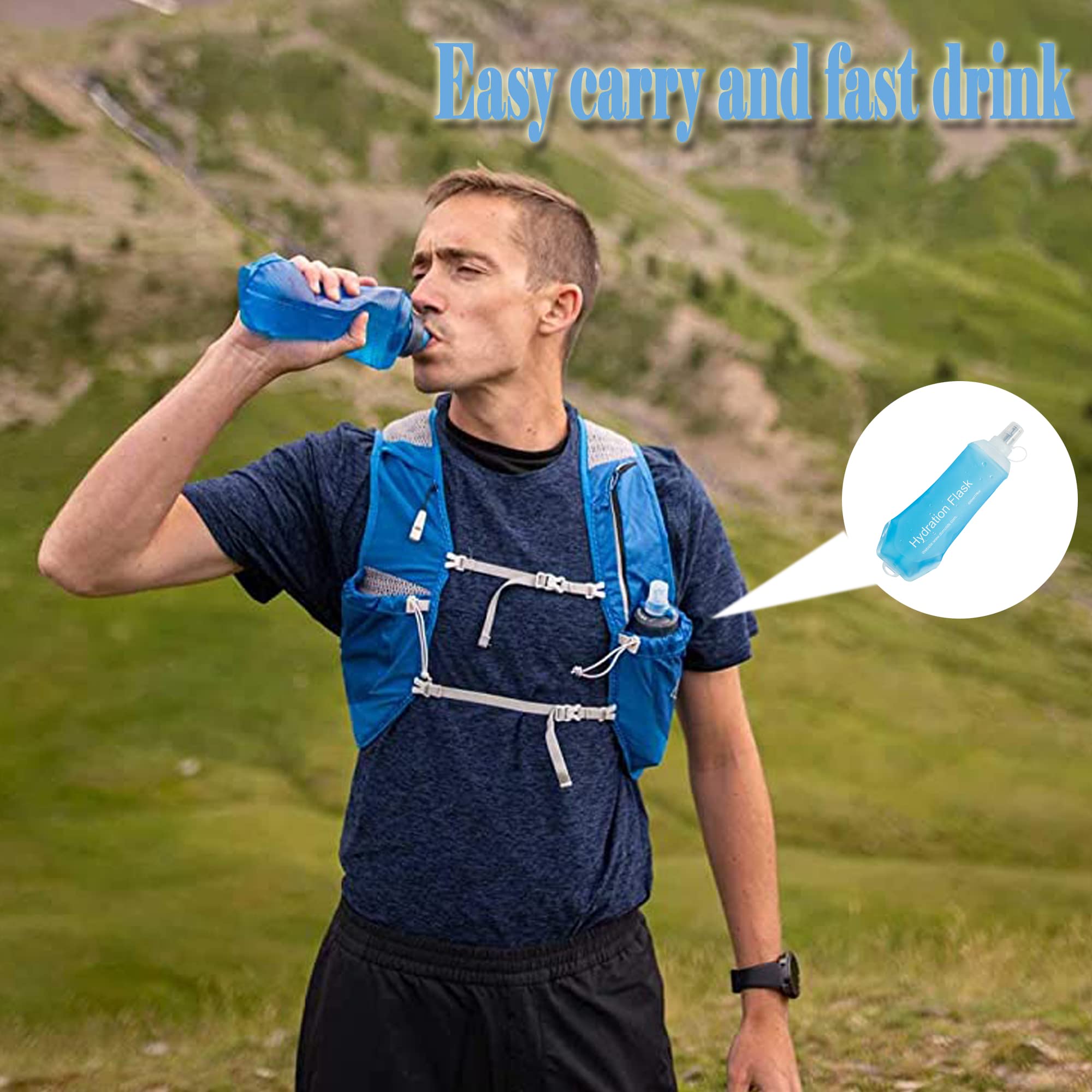 AXEN 250ML Soft Flask, TPU Foldable Running Hydration Flask, Soft Collapsible Water Bottle for Hydration Pack Cycling Marathon Running Hiking