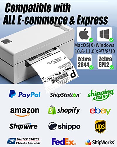 Memoking Thermal Shipping Label Printer with Label Holder - High Speed Desktop Label Printer for Shipping Packages for Windows & MacOS - HD 4x6 Shipping Label Printer for Small Business Package/Logo