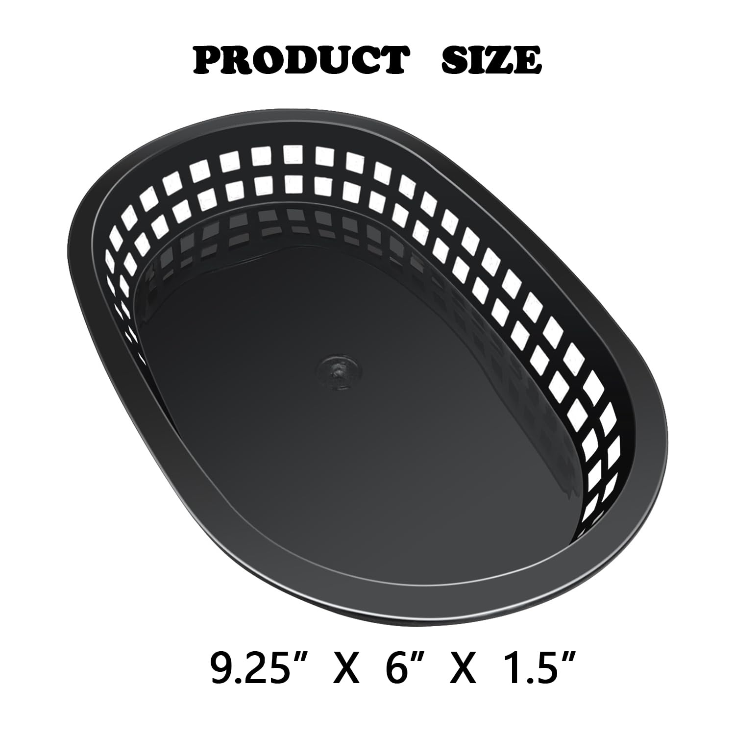 RAOOKIF 15 Pack Fast Food Baskets, Black Plastic Baskets, Great for Fast Food Restaurant Supplies, Plastic Foodservice Bread, Burger & Fries Tray Platter Set For Party (Black)