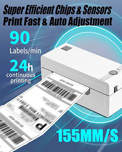 Memoking Thermal Shipping Label Printer with Label Holder - High Speed Desktop Label Printer for Shipping Packages for Windows & MacOS - HD 4x6 Shipping Label Printer for Small Business Package/Logo