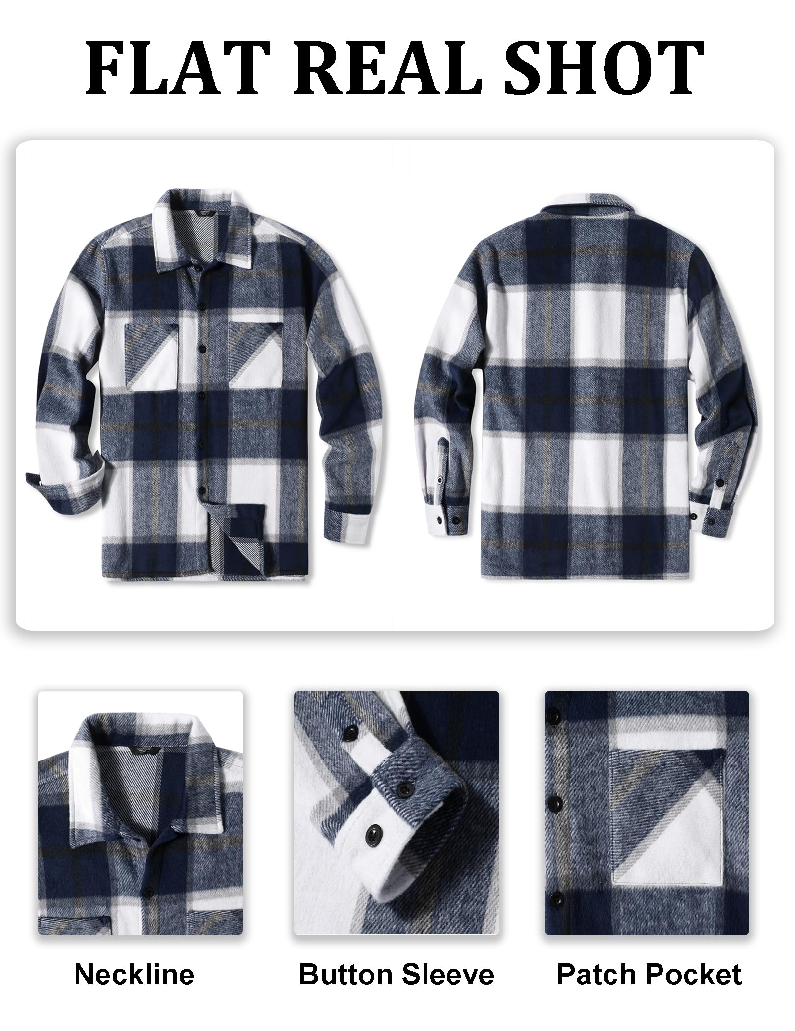 COOFANDY Mens Casual Jacket Lightweight Flannel Plaid Shirts Button Down Shirt for Daily Wear