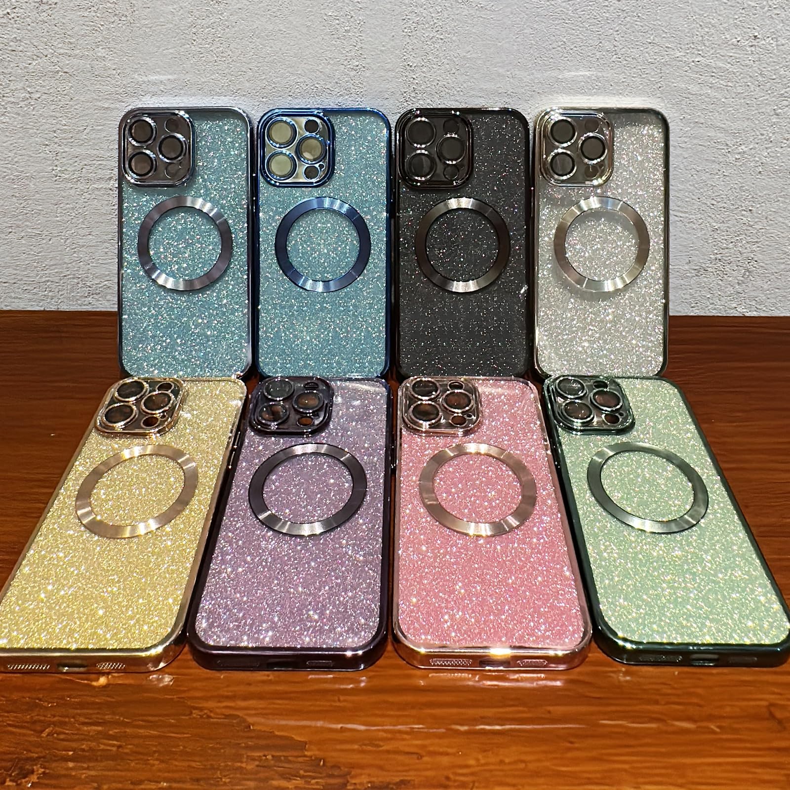 Hython for iPhone 14 Pro Max Case Glitter, Clear Magnetic Phone Cases with Camera Lens Protector [Compatible with MagSafe] Bling Sparkle Plating Soft TPU Slim Shockproof Protective Cover Women-Purple