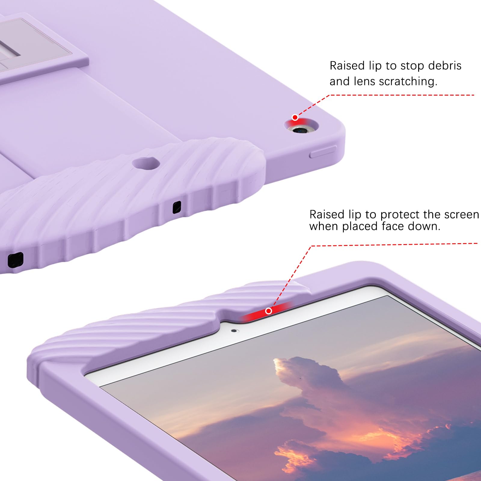 GUAGUA Case for iPad 10.2-Inch (9th/8th/7th Generation), iPad 10.2 2021/2020/2019 Lightweight Non-Slip Grip Gamepad Shockproof Rugged Protective Tablet Case with Kickstand for Kids Girls Women, Purple