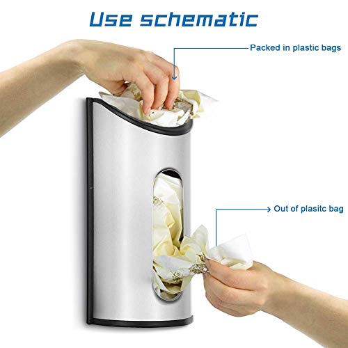 malmo Bags holder-Stainless Steel Wall Mount Grocery Bag Dispenser, Bags Storage for Plastic bag,Anti-Fingerprints, Silverā¦