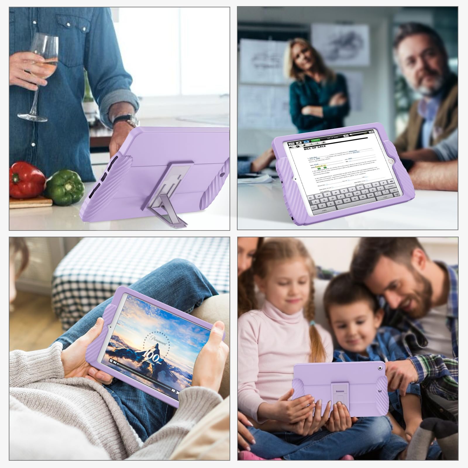GUAGUA Case for iPad 10.2-Inch (9th/8th/7th Generation), iPad 10.2 2021/2020/2019 Lightweight Non-Slip Grip Gamepad Shockproof Rugged Protective Tablet Case with Kickstand for Kids Girls Women, Purple