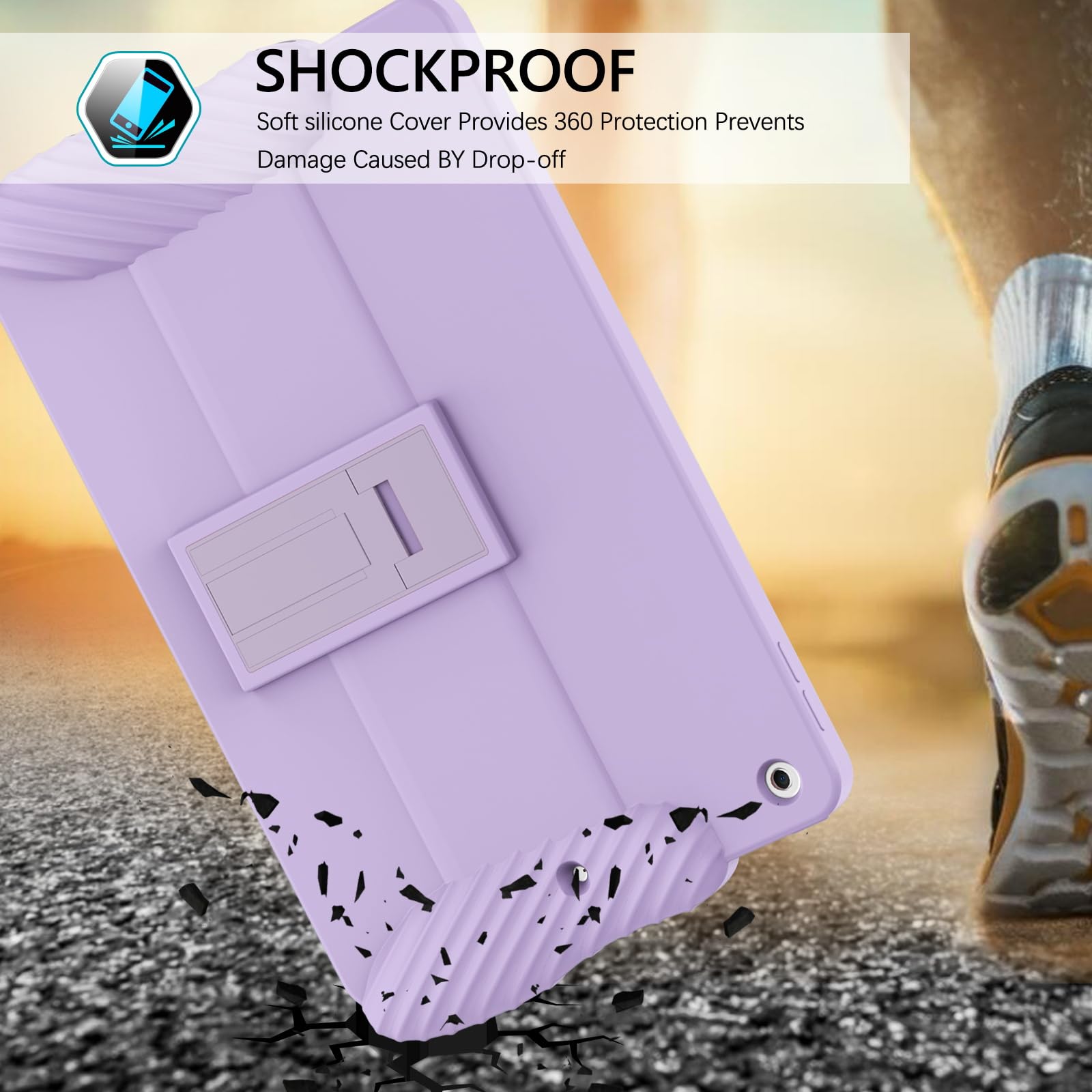 GUAGUA Case for iPad 10.2-Inch (9th/8th/7th Generation), iPad 10.2 2021/2020/2019 Lightweight Non-Slip Grip Gamepad Shockproof Rugged Protective Tablet Case with Kickstand for Kids Girls Women, Purple