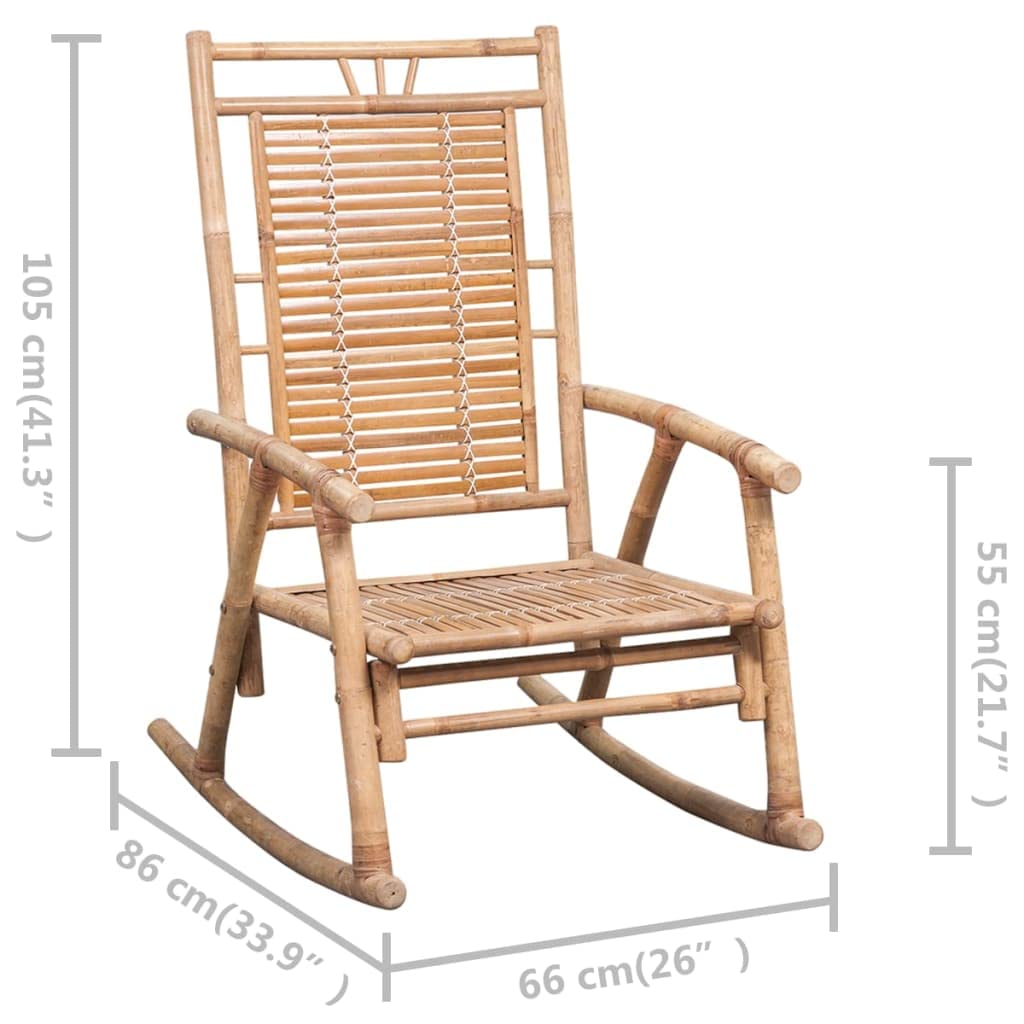 FAMIROSA Rocking Chair with Cushion Bamboo,Weight:24.65lbs,3063908