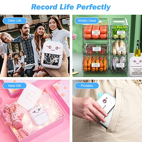 Mini Label Maker Machine with Tape, Pocket Mini Printer, Mini Thermal Printer,Portable Bluetooth Label Printer for Storage, Shipping, Barcode, Mailing, Office, Home, Organizing, Sticker Maker (Blue)