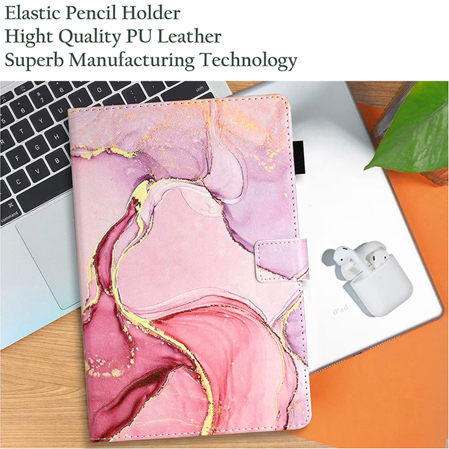 Fancity Case for Samsung Galaxy Tab A8 10.5 Inch 2022 Release, Multi-Viewing Angles, PU Leather Smart Cover with Auto Sleep Wake Feature for Galaxy Tab A8 Tablet [SM-X200/X205/X207], Marble Pink