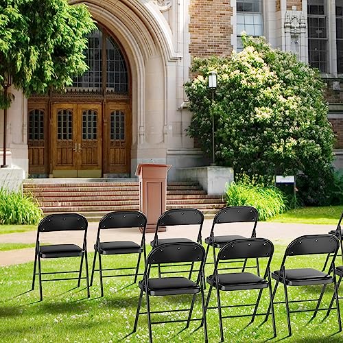 VINGLI 4 Pack Folding Chairs with Padded Seats, Metal Frame with Pu Leather Seat & Back, Capacity 350 lbs, Set of 4, Black