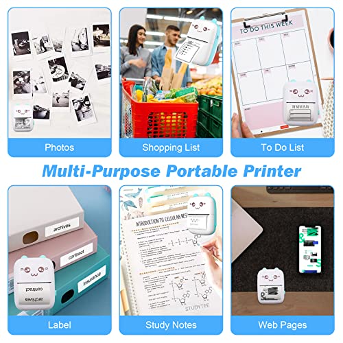 Mini Label Maker Machine with Tape, Pocket Mini Printer, Mini Thermal Printer,Portable Bluetooth Label Printer for Storage, Shipping, Barcode, Mailing, Office, Home, Organizing, Sticker Maker (Blue)