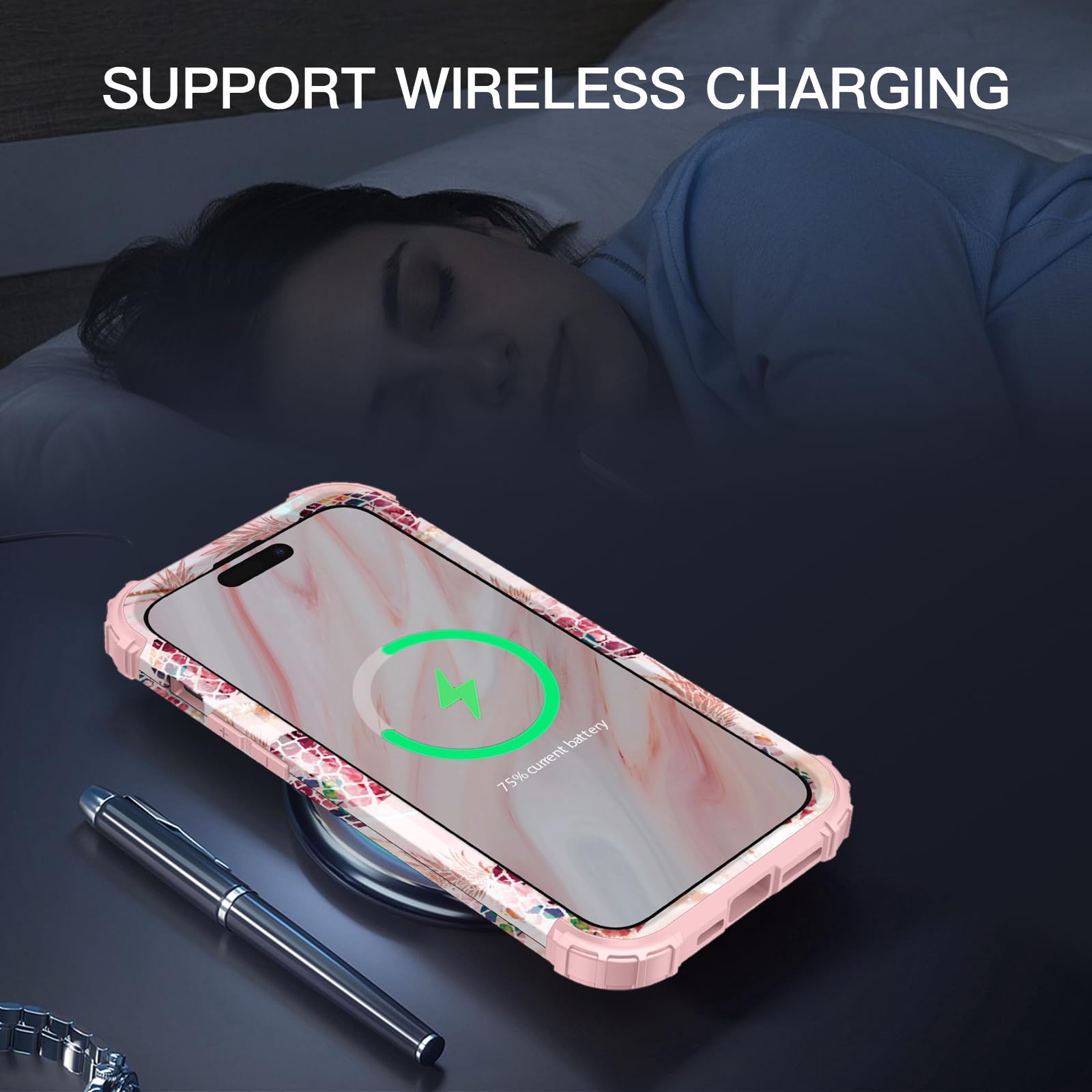 LONTECT for iPhone 14 Pro Max Case Shockproof 3 in 1 Heavy Duty Rugged Durable Protective Cover Hard Plastic Bumper +Soft Silicone Rubber Case for iPhone 14 Pro Max,Pineapple/Rose Gold