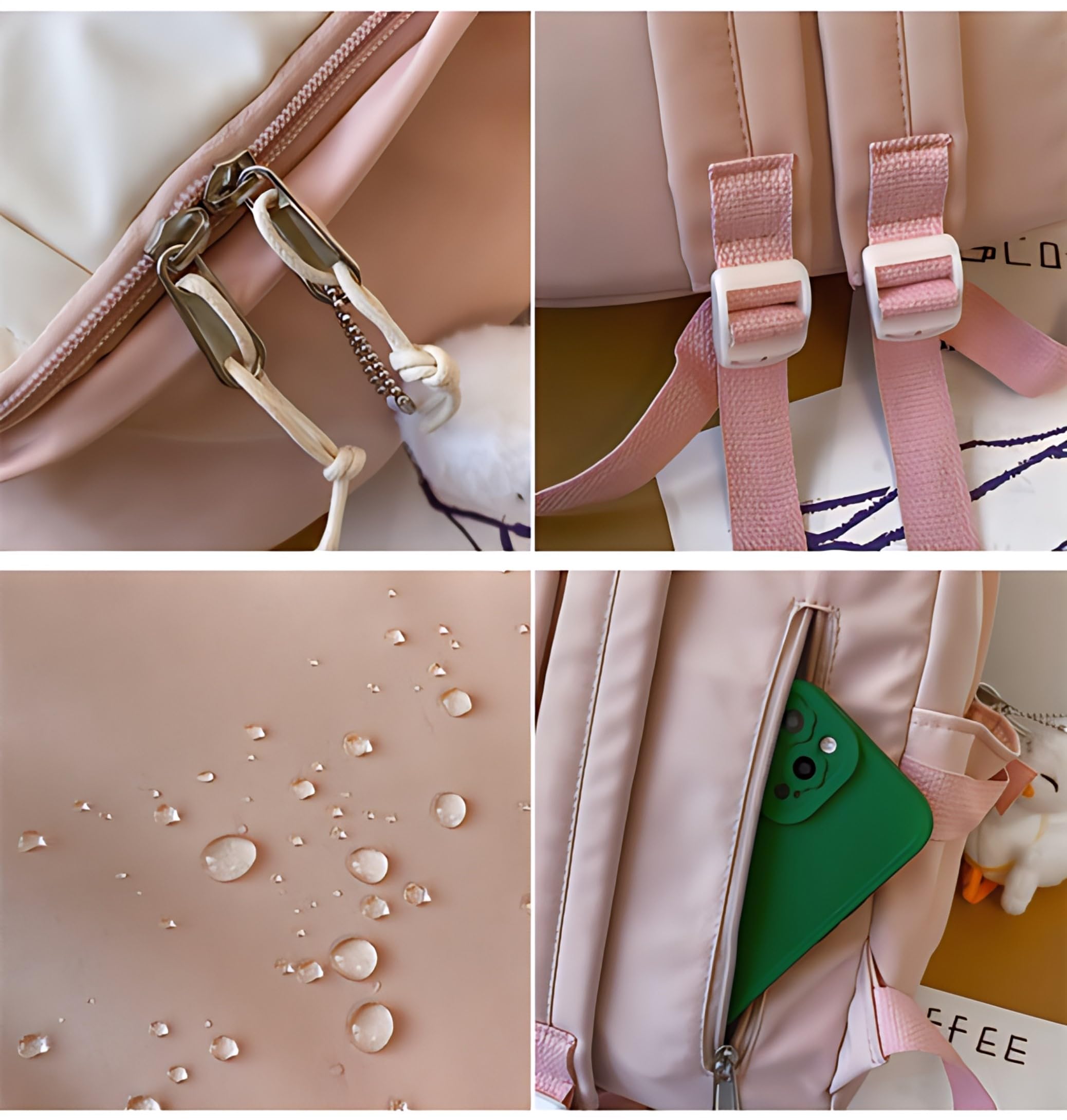 TULDYS Kawaii Backpack with Cute Accessories Aesthetics Bookbag (Pink)
