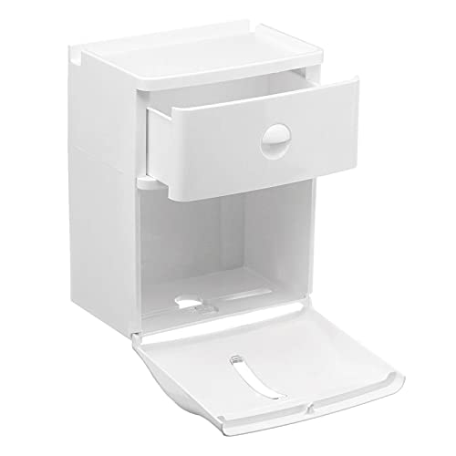 Toilet Paper Holder Washroom Paper Towel Dispenser Commercial Home Use Wall Mounted Toilet Holder Paper Shelf Holder Toilet Roll Holder (Color : White)
