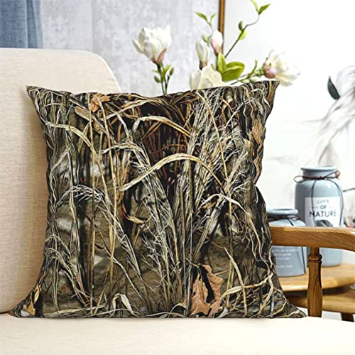 WURTON Camo Yellow & Green Print Throw Pillow Covers, Soft Square Cushion Case,for Sofa, Couch,Bed Chair-18 X 18 Inch