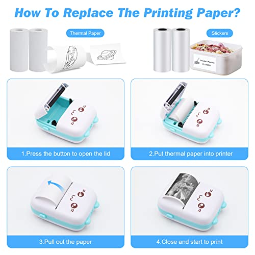 Mini Label Maker Machine with Tape, Pocket Mini Printer, Mini Thermal Printer,Portable Bluetooth Label Printer for Storage, Shipping, Barcode, Mailing, Office, Home, Organizing, Sticker Maker (Blue)