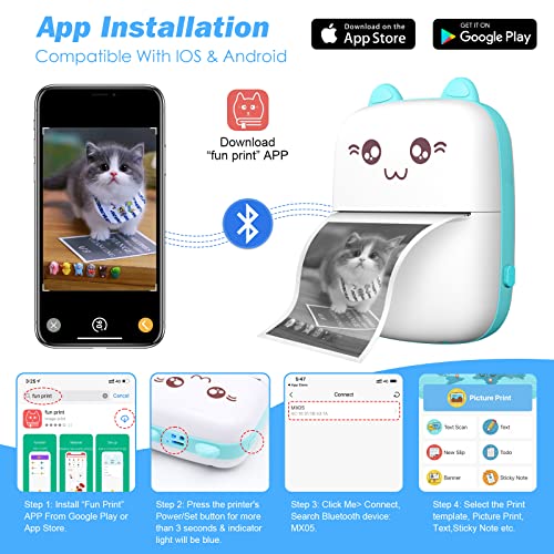 Mini Label Maker Machine with Tape, Pocket Mini Printer, Mini Thermal Printer,Portable Bluetooth Label Printer for Storage, Shipping, Barcode, Mailing, Office, Home, Organizing, Sticker Maker (Blue)