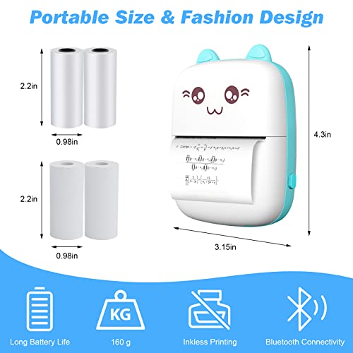 Mini Label Maker Machine with Tape, Pocket Mini Printer, Mini Thermal Printer,Portable Bluetooth Label Printer for Storage, Shipping, Barcode, Mailing, Office, Home, Organizing, Sticker Maker (Blue)