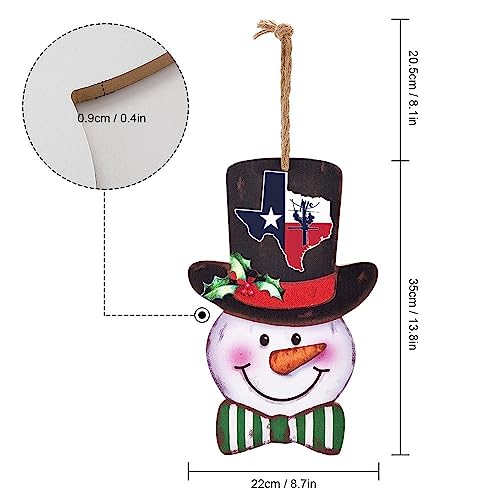 Texas State Outline with Flag Lineman Christmas Sign Wooden Plaque Xmas Snowman Sign for Home Holiday Wall Decor