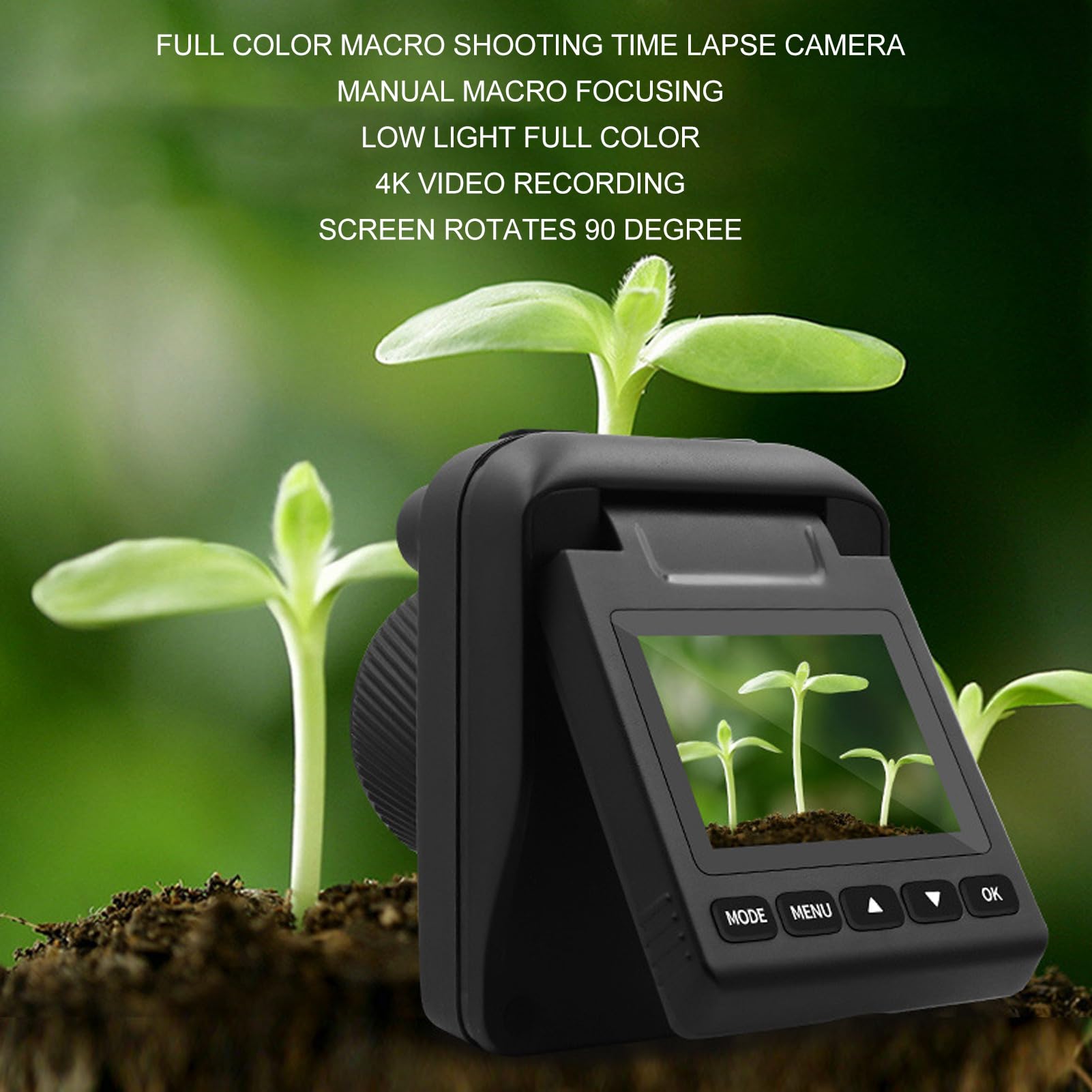 4K 32MP Time Lapse Camera, Construction Outdoor Security Time Lapse Camera, Full Color Full HD Time Lapse Camera with 2.0in LCD Screen, Macro Shooting IP66