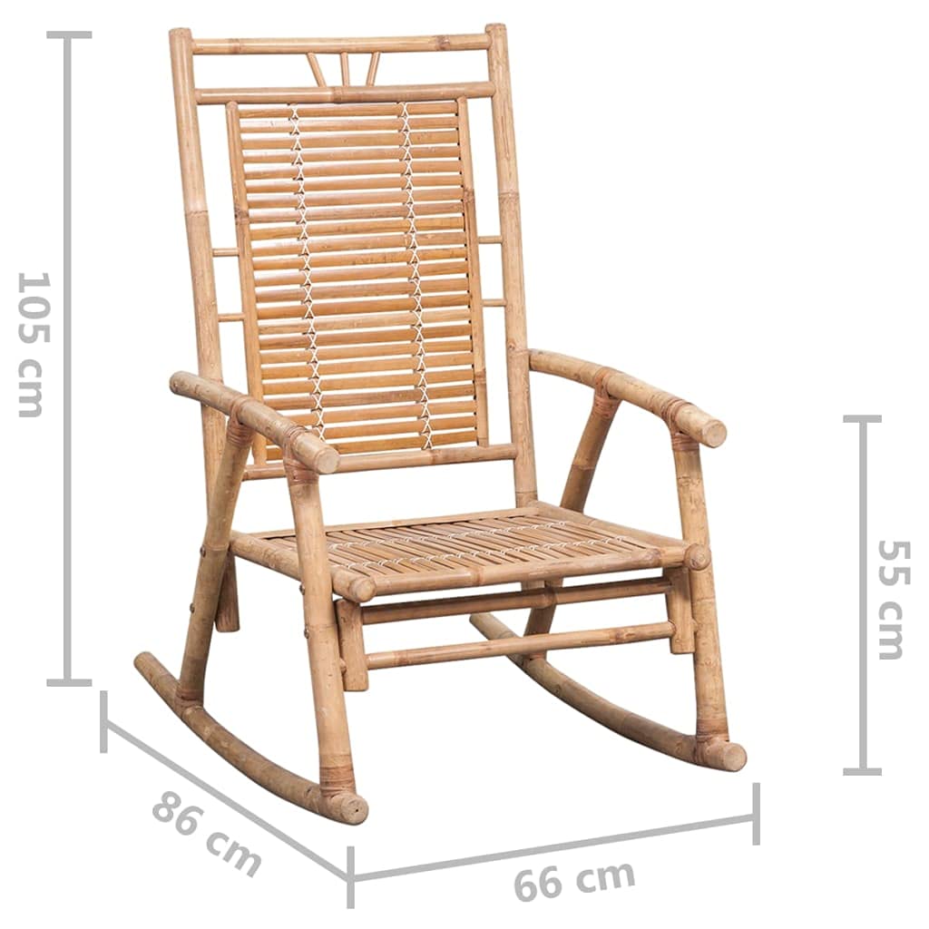 FAMIROSA Rocking Chair with Cushion Bamboo,Weight:25.46lbs,3063904