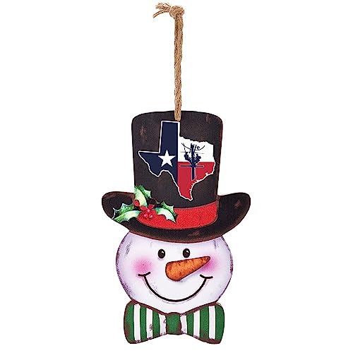 Texas State Outline with Flag Lineman Christmas Sign Wooden Plaque Xmas Snowman Sign for Home Holiday Wall Decor