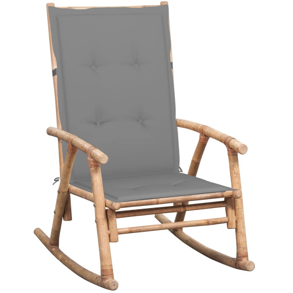 FAMIROSA Rocking Chair with Cushion Bamboo,Weight:25.46lbs,3063904