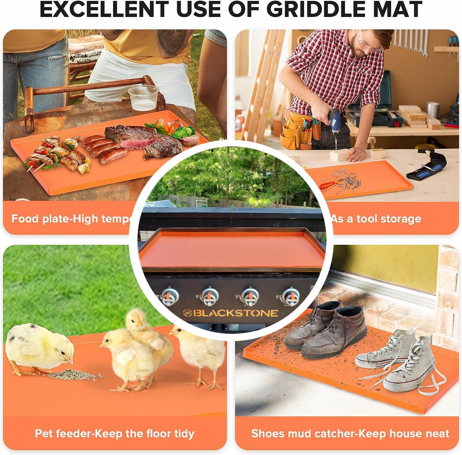 22 Inch Mat for Blackstone, 100% Food-Graded Silicone Griddle Cover with 2 Dishwashing Sponges